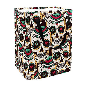 Vintage Skull Pattern Funny Laundry Basket Collapsible Storage bin with Handles for Hamper,Kids Room,Toy Storage
