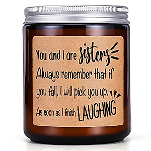 Funny Sisters Gifts from Sister - Lavender Scented Candle Unique Sister Birthday Gift from Sister Mothers Day Present for Little Big Soul Sister Best Friends Women Sister in Law