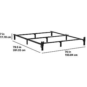 Amazon Basics Metal Bed Frame, 9-Leg Base for Box Spring and Mattress, King, Tool-Free Easy Assembly, Black, 79.5" L x 76" W x 7" H