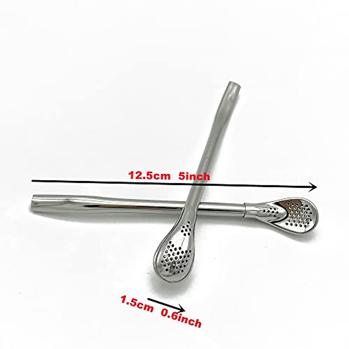 8 Pieces Stainless Steel Drinking Straws with Filter Spoon Reusable Yerba Mate Bombilla Metal Tea Straws 5Inch