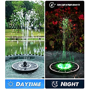 Yzert Solar Fountain Full Glass Panel with 2200 Capacity Battery, 3.5W Floating Solar Bird Bath Fountains with 4 Fixed Rods, Solar Fountain Pump for Bird Bath, Garden, Pond, Pool, Outdoor-Colorful