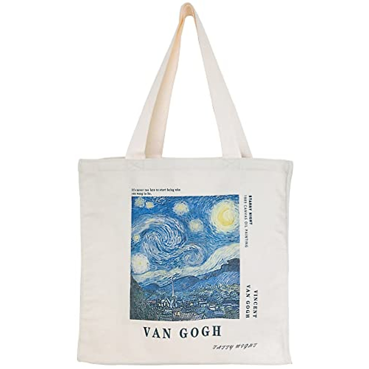 Canvas Aesthetic Tote Bag with Zipper Interior Pocket Shoulder Tote Bags for Women School Shopping