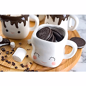 Ursa Cute Marshmallow Hot Chocolate Mugs, Ceramic Set, Cups for Coffee, Hot Chocolate, Hot Cocoa - Funny Coffee