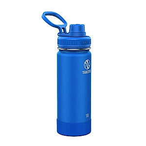 Takeya Actives Insulated Stainless Steel Water Bottle with Spout Lid, 18 oz, Cobalt
