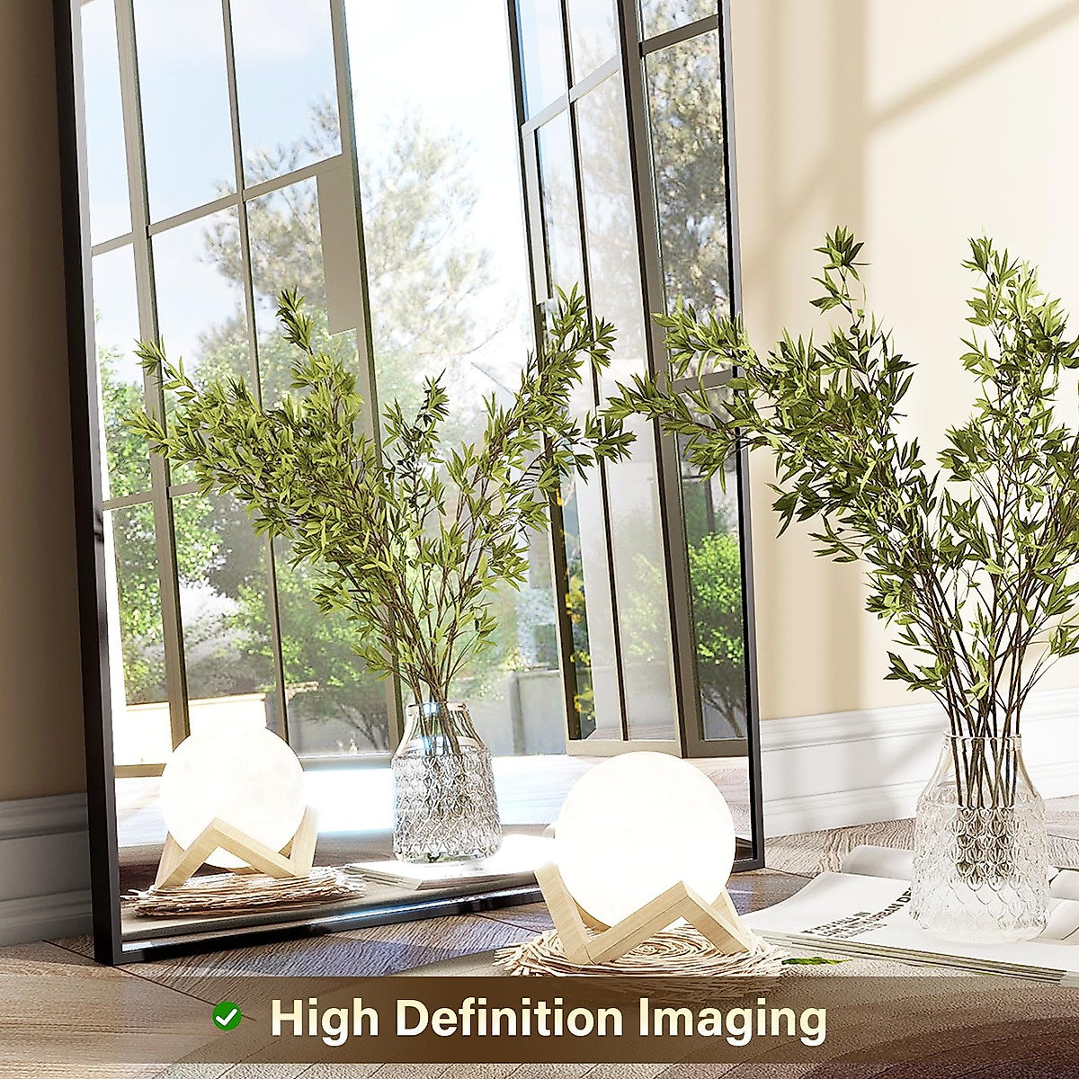 XRAMFY 58"x18" Arched Full Length Mirror Floor Mirrors with Aluminum Alloy Frame Free-Standing Wall Mounted Floor Mirrors or Large Dressing Mirror, Black Mirror Full Length