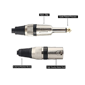 Disino Unbalanced 6.35mm(1/4 inch) TS Mono to XLR Male Cable Gold Plated Quarter inch to Male XLR Microphone Cable Interconnect Cable - 5 Feet/1.5 Meters