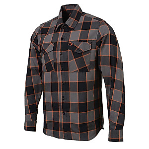 Milwaukee Leather MNG11648 Men's Grey with Brown and Orange Long Sleeve Cotton Flannel Shirt - Small
