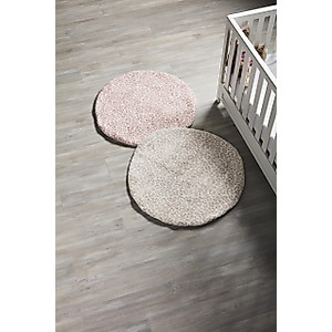 Mud Pie Baby Girls Nursery Chenille Mat, Ivory Leopard, 34" Dia