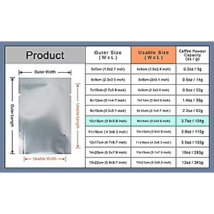 Silver Aluminum Foil Smell Proof Pouch Heat Seal Front Clear Plastic Mini Open Top Flat Vacuum Packaging Mylar Bag Food Powder Small Sample Mylar Storage with Tear Notch (200, 10x15cm(3.9x5.9 inch))