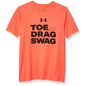 Under Armour Boys' Tech Toe Drag Swag Short Sleeve T-Shirt, Beta (628)/Black, Youth Small