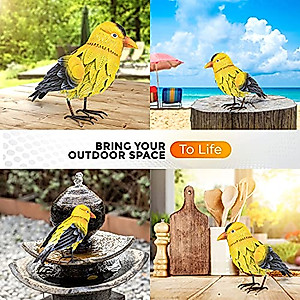 Shefio Garden Decor - Goldfinch Bird Decor, Beautiful Backyard Ideas & Garden Gifts - These Handmade Metal Birds are Perfect Outdoor Decor, Metal Yard Art for Lawn Ornament, Yard Decorations Outdoor