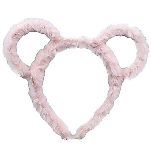 Women Winter Thick Plush Headband Round Mouse Bear Ears Makeup Hair Hoop Bandana Barrettes Black Girls