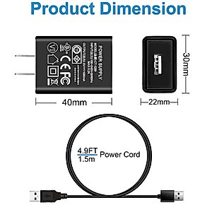WUKUR Charger Replacement for TexasTI 84 Plus CE Graphing Calculator Compatible with TI Nspire CX/CX CAS & 84 Plus CE Color/C Sliver Calculators & Touchpads with 5FT Charger Cable