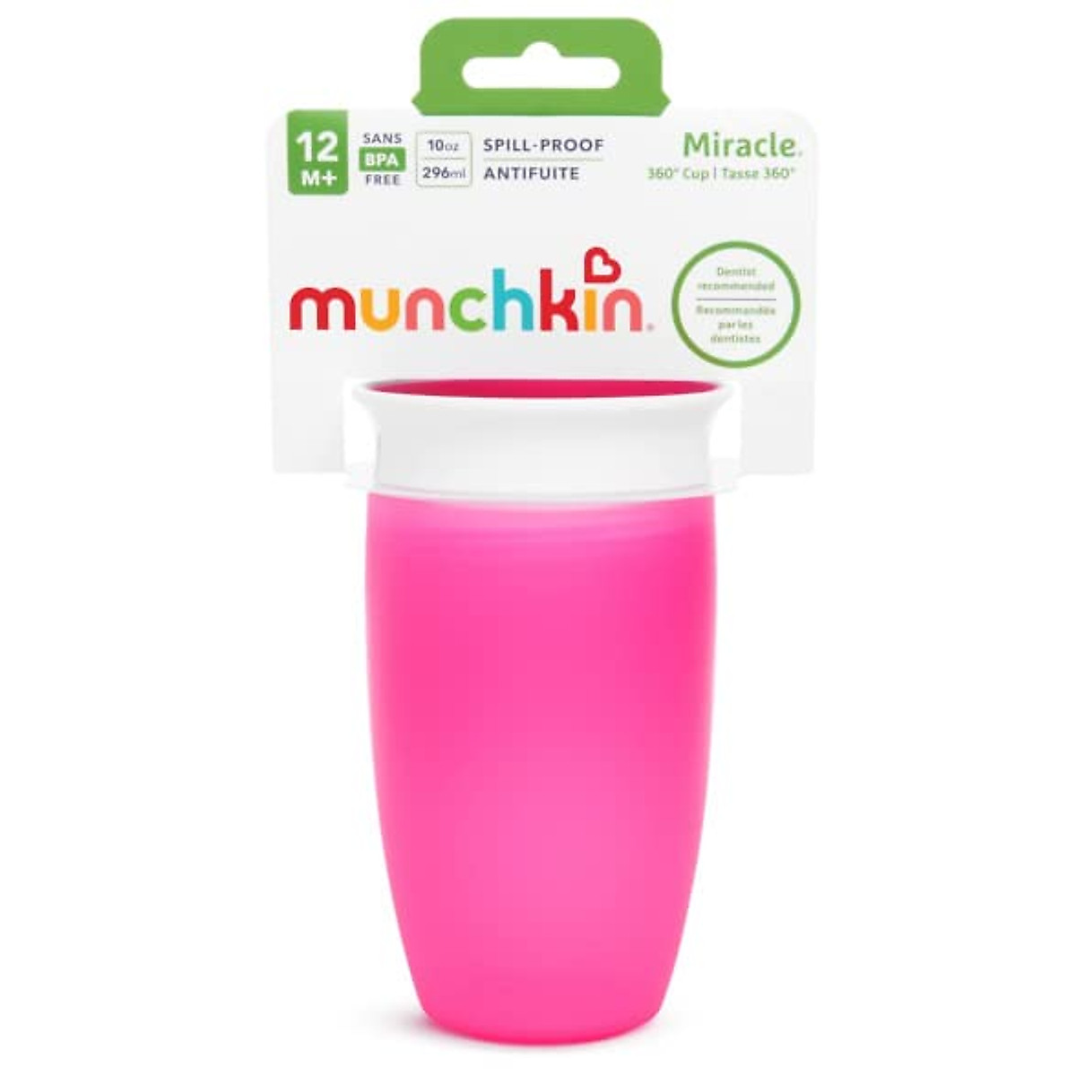 Munchkin Miracle 360 BPA Free Sippy Cup 296 mL/10 Oz 3 Count, Blue/Green/Pink