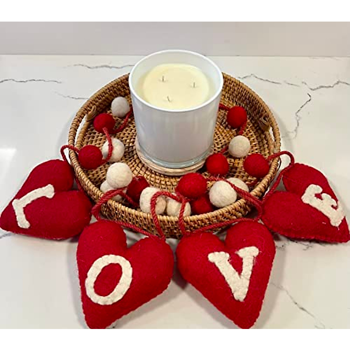 SPEENOOCH Round Rattan Woven Serving Tray with Handles Ottoman Tray for Breakfast, Drinks, Snacks, for Coffee Table, Kitchen Counter, Home Decor