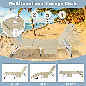 Slsy Face Down Folding Lounge Chairs Outdoor, Adjustable Sleeping Cot Chair, Portable Folding Bed Cot Chaise Lounge Chairs for Outside Beach Lawn Camping Pool Sun Tanning
