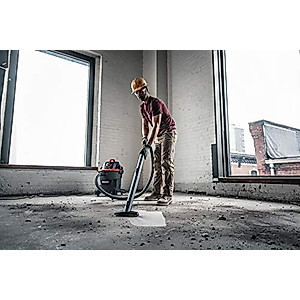 RIDGID, 62698, 6 Gallon RT0600 NXT Wet/Dry Vac, RED Professional Industrial, 4.25 HP, Casters, Pro Locking Hose, Qwik Lock Filter, Longer Motor Life, Polyropylene Drum, Large Handle, Dark Gray and Red