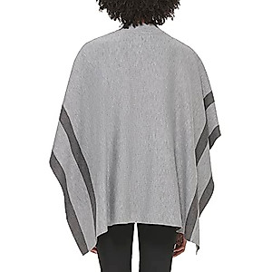 Calvin Klein Women's Warm Stripe Zip Detail Poncho, HEG Combo, One Size