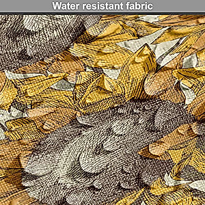 Lunarable Floral Fabric by The Yard, Dark Toned Sunflowers with Sketch Effects Harvest Time Theme Paint Picture, Decorative Fabric for Upholstery and Home Accents, 1 Yard, Marigold Beige