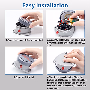Water Leak Detector 1 Pack, Shackcom Water Alarm 110DB, Wireless, Waterproof & Battery-Operated, Audio and Light Alerts for Bathroom, Kitchen & Home Security
