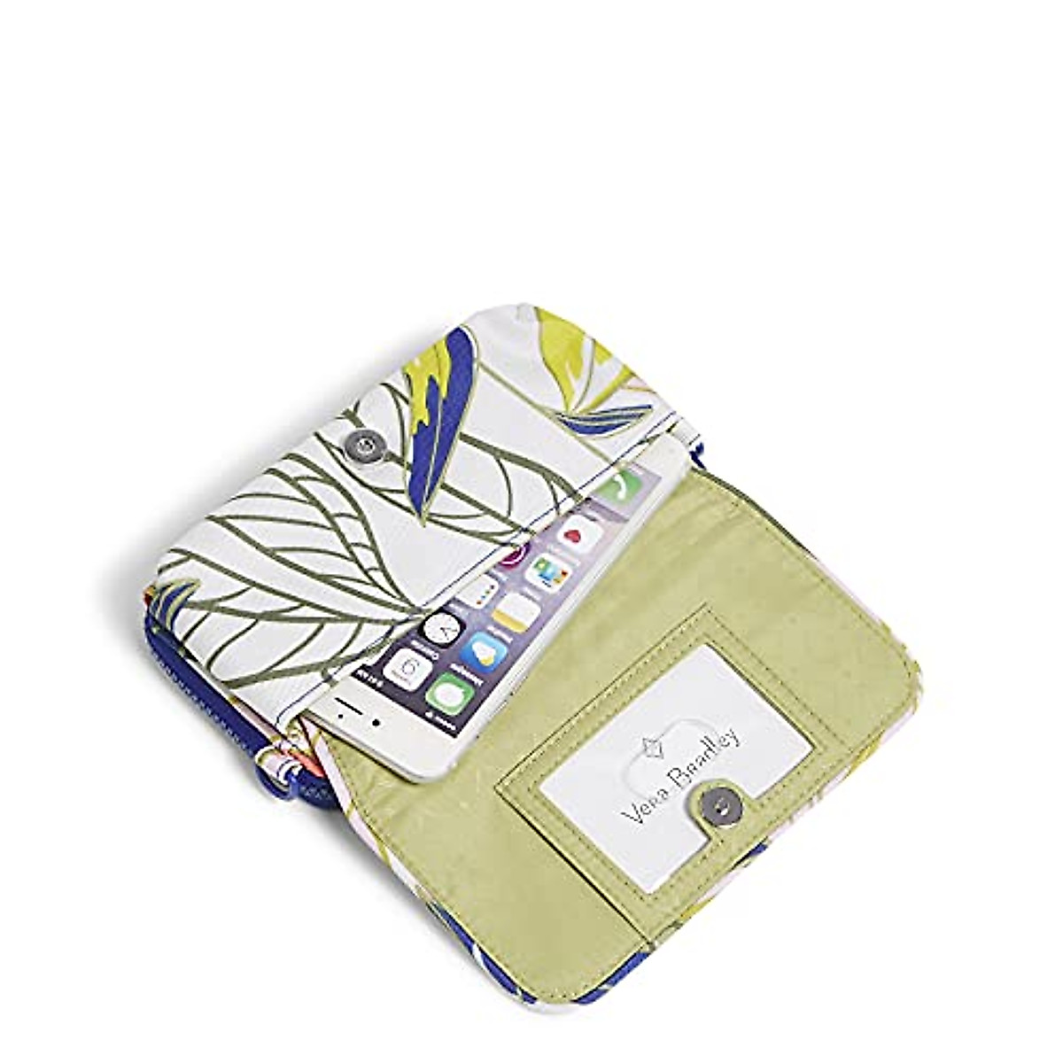 Vera Bradley Women's Recycled Lighten Up Reactive Compact Crossbody Purse With RFID Protection, Rain Forest Leaves, One Size