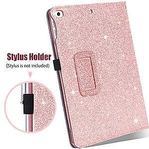 BENTOBEN for iPad Air 2 Case, iPad 6th Generation Case, iPad 5th Gen Case,Folio Folding Stand Auto Wake/Sleep with Pencil Holder Glitter PU Cover for iPad Air 2/Air 1, iPad 9.7 2018/2017,Rose Gold