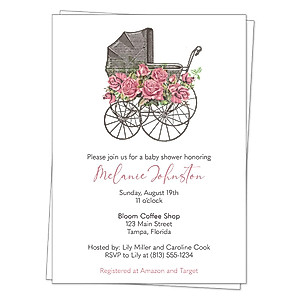 Baby Shower Vintage Invitations Customizable Coquette Bridgerton Invites With Envelopes (12 Count)