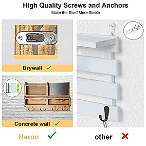 Key Holder for Wall, Mail Organizer Wall Mount with Key Hooks and Wallet Holder, Sunglasses Storage and Dog Leash Holder, Wall Decorative with 4 Double Hooks and Chalkboard