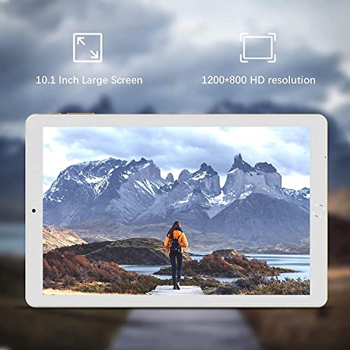 POWMUS 10 Inch Tablet Android 10 Phone Tablet, Tablet with Dual SIM, 32GB Quad Core, IPS Touchscreen, 8MP Rear Camera WiFi GPS Bluetooth USB C, Support 3G Phone Call, Include Tablet Leather Case