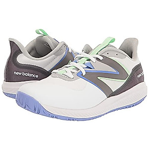 New Balance Women's 796 V3 Hard Court Tennis Shoe, Nb White/Castlerock/Vibrant Violet, 9 Wide US