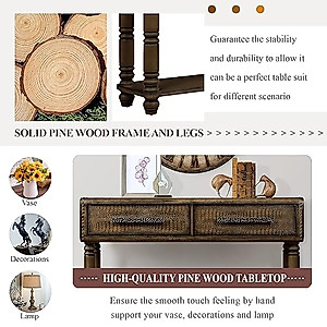 Tidyard Retro Sofa Table, 54 inch Pine Wood Console Table with 2 Power Outlets and 2 USB Ports Sofa and Couch End Table for Entryway, Foyer, Living Room, Bedroom Furniture