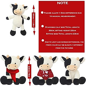 zxmbeddings 11.8" Small Cow Stuffed Animal,Cute Cuddle Cow Plush Party Decor Gifts for Kids