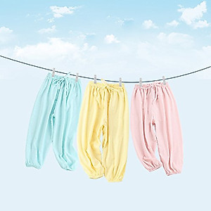 PAUBOLI Baby Long Bloomers Soft Slub Cotton Harem Pants for Boys Girls 12M-7T (2-3 Years, Beige)