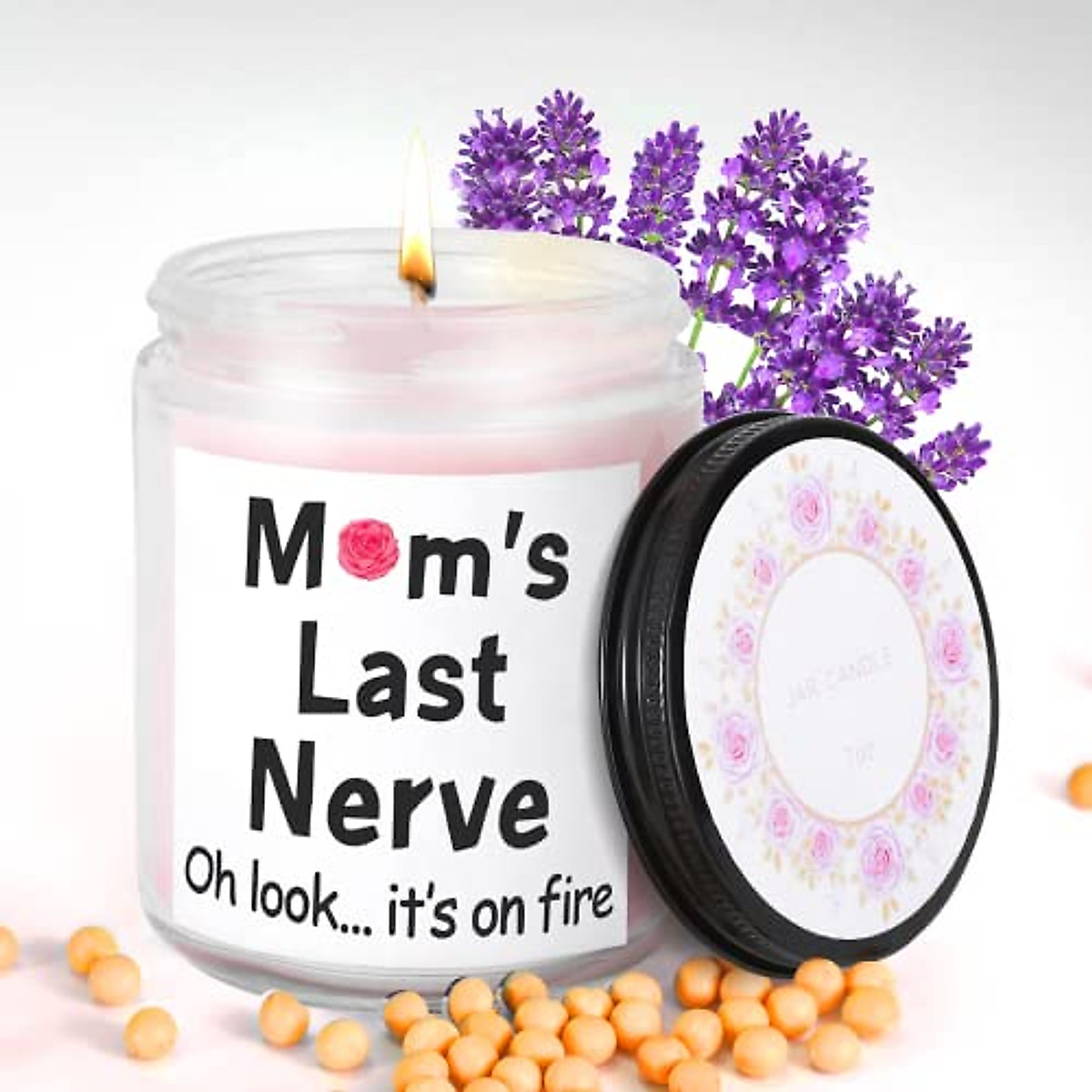 Lavender Scented Candles - Mom's Last Nerve, Oh Look... It's on Fire! - Best Gift for Mom from Daughter, Son - Funny Gifts for Mothers Day, Christmas Gifts for Mom, Birthday Gift Ideas for Mom