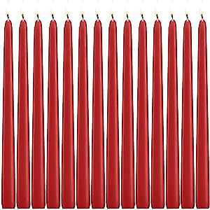 JHENG Dripless Taper Candles 10", Unscented Dinner Candle Set of 14 for Home Décor, Wedding Receptions,Celebrations,Baby Showers & More (Red)