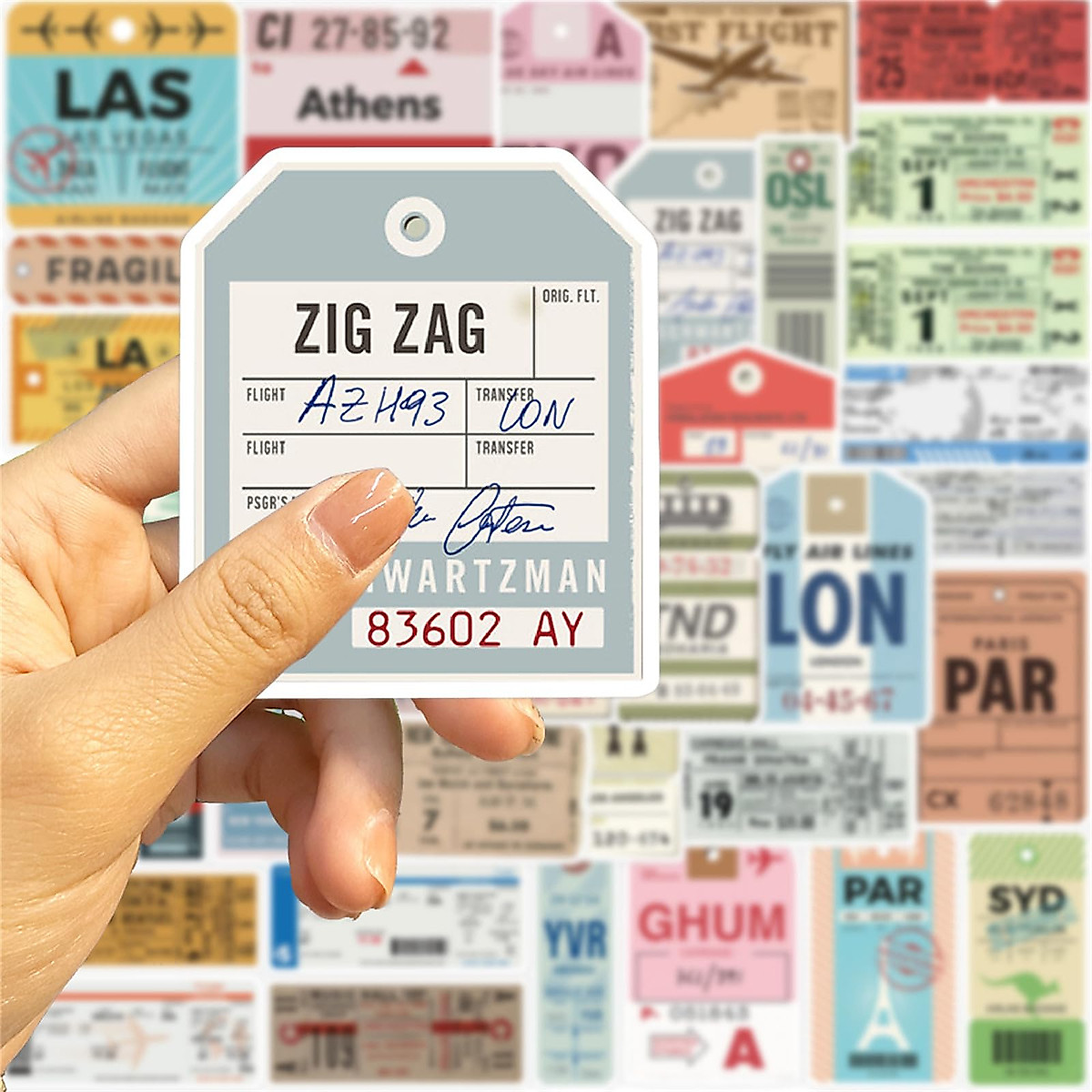 Kechup Vintage Boarding Pass Stickers - 40PCS Waterproof Retro Luggage & Laptop Stickers for Adults & Kids