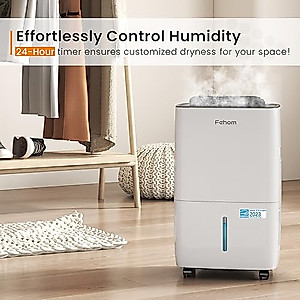 Fehom 80 Pints Dehumidifier Most Efficient Energy Star - 5,000 Sq. Ft. Dehumidifier for Basement with Drain Hose and 1.06 Gal Water Tank, Smart Dehumidifiers for Home, Large Rooms(JD025L-80)