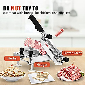 BAOSHISHAN Frozen Meat Slicer Manual Meat Slicers Stainless Steel Ginseng Cutter for Home Use Beef Mutton Roll Bacon Cheese Nougat Deli Shabu Shabu Hotpot