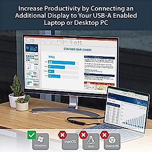 StarTech.com USB 3.0 to HDMI Adapter, USB to HDMI Monitor Converter for Windows, 1080P (No Support for macOS/ChromeOS/Linux)