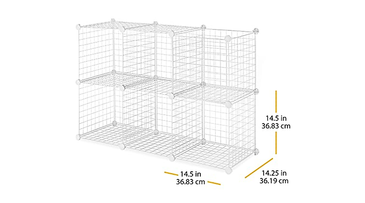 Whitmor Storage Cubes Set of 6 - Stackable Wire Shelves for Organized Space