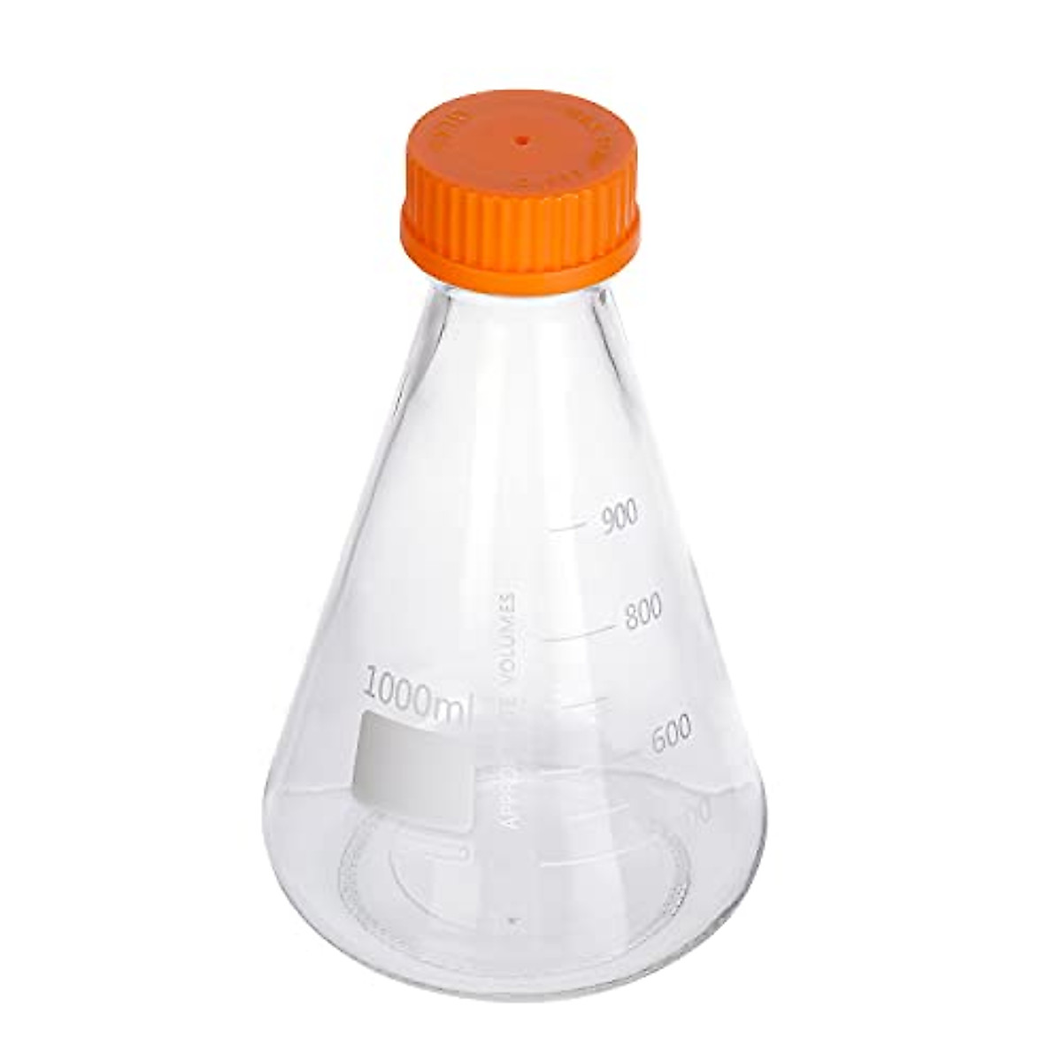 Moonetto 3 Pack 1000ml Narrow Mouth Graduated Lab Erlenmeyer Glass Flask with Orange Screw Cap
