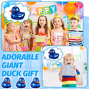 Honoson 6.89 Inch Giant Glitter Rubber Duck Big Glitter Rubber Duck Large Sparkly Duckling Bath Toy with Squeaky Sound for Summer Baby Shower Birthday Party Favor Gift(Dark Blue)