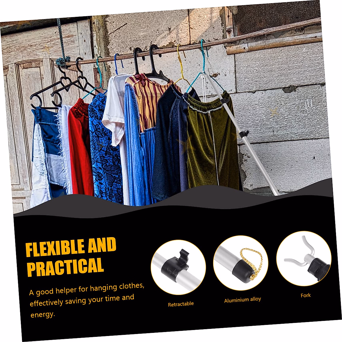 Alipis 3 pcs clothes rail white curtain rod clothing rack white Extendable Reach Pole garment rod Home Supplies Simple Pole for Clothes outdoor clothes fork grab handle hook Extender