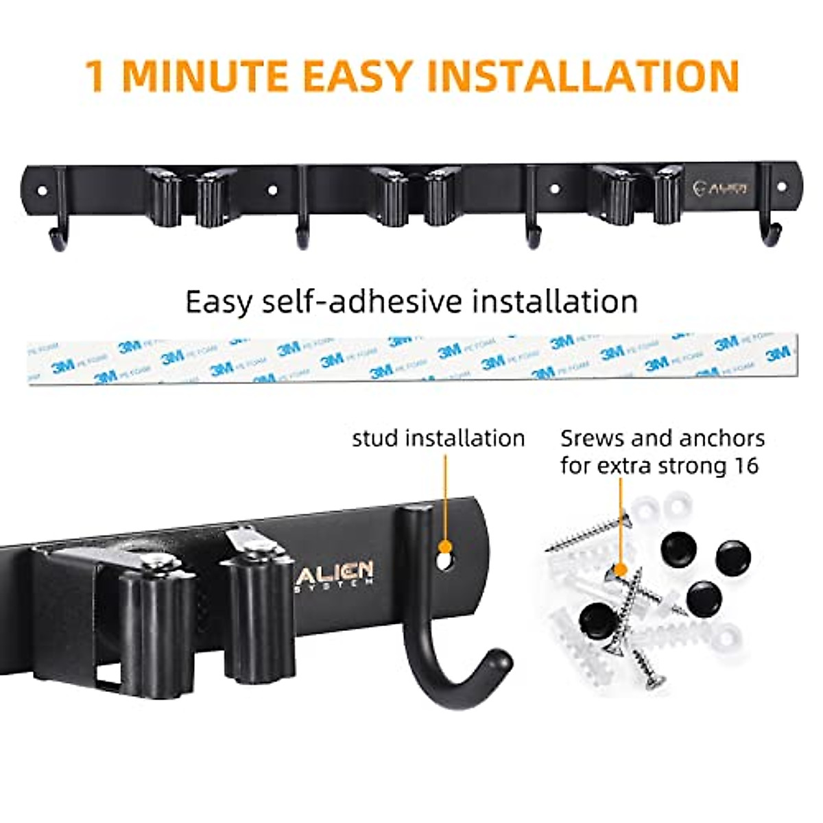 The Cosmic tool organizers and storage rack system – Magnetic tool holder 5 Pack, Mop and broom holder 3 Pack and Power tool organizer to take care of your garage organization needs