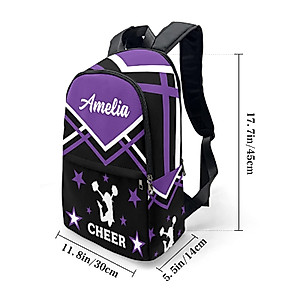 Yeshop Cheerleader Cheer Purple 1 Personalized Backpack for Teen Boys Girls,Custom Travel Backpack Bookbag Casual Bag Name Gift