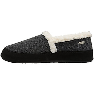 Acorn Moc Slipper – Cozy, Comfortable Moccasins for Women – House Shoes with Memory Foam Cloud Cushioning and Indoor / Outdoor Sole, Dark Charcoal Heather Ragg Wool, 8-9