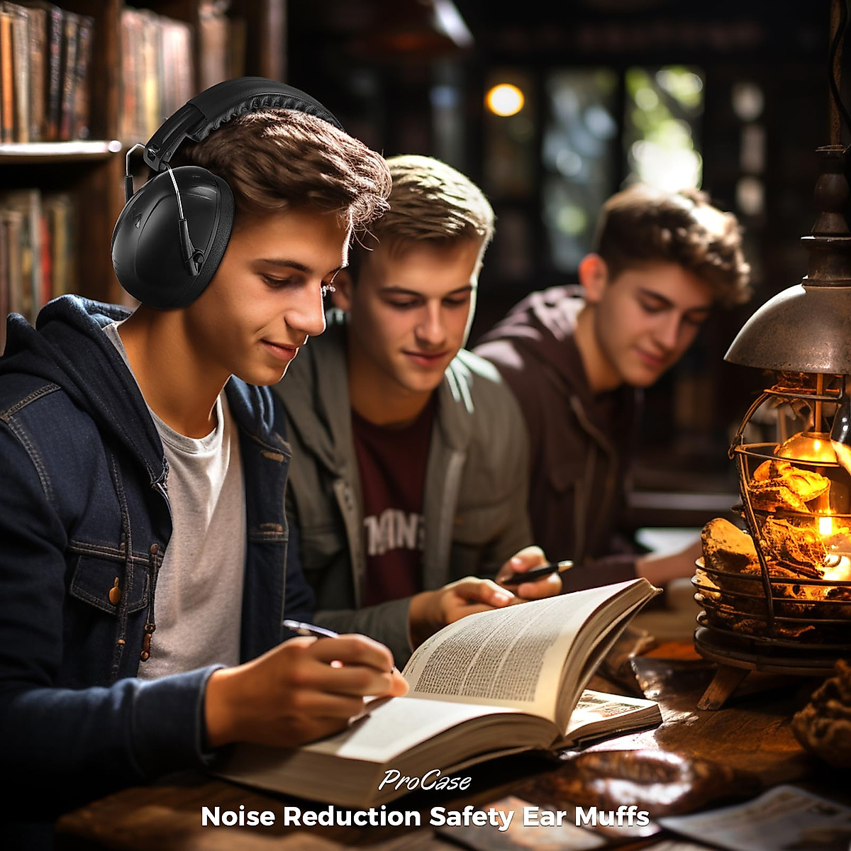 ProCase Noise Cancelling Earmuffs, SNR 34 dB Ear Protection, Adjustable Sound Proof Headphones for Adults Kids, Noise Cancelling Headphones for Autism, Effective Hearing Protection -Black