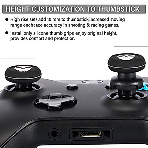 Playrealm FPS Thumbstick Extender & Printing Rubber Silicone Grip Cover 2 Sets for Xbox Series X/S & Xbox One Controller(Ghost)