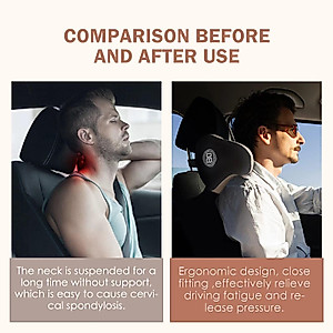 Really Helpful Car Headrest Pillow, Car Neck Pillow for Sleeping with Adjustable Strap, 100% Memory Foam & Breathable Removable Cover, Ergonomic Design - Softness Travel Car Pillow(Beige, 1PC)