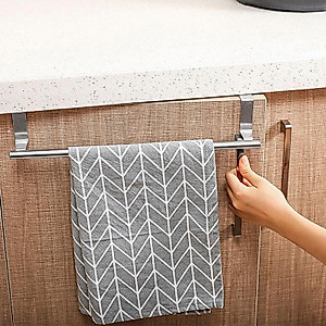 purzen Wall Mounted Towel Rack, Stainless Steel Towel Bar, Anti-Rust Opening Towel Rack with Hook, Suitable for Bathroom, Kitchen,Silver,S